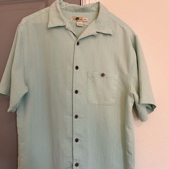 Joe Marlin | Shirts | Joe Marlin Green Hawaiian Buttonup Ribbed Shirt ...